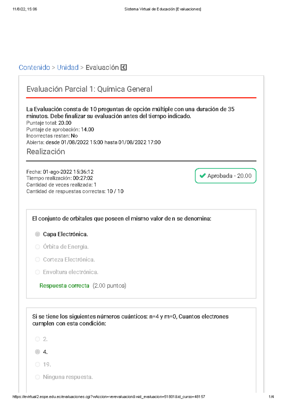 Quimicap 1 - khbkh - Contenido > Unidad > Evaluación Fecha: 01-ago-2022 ...