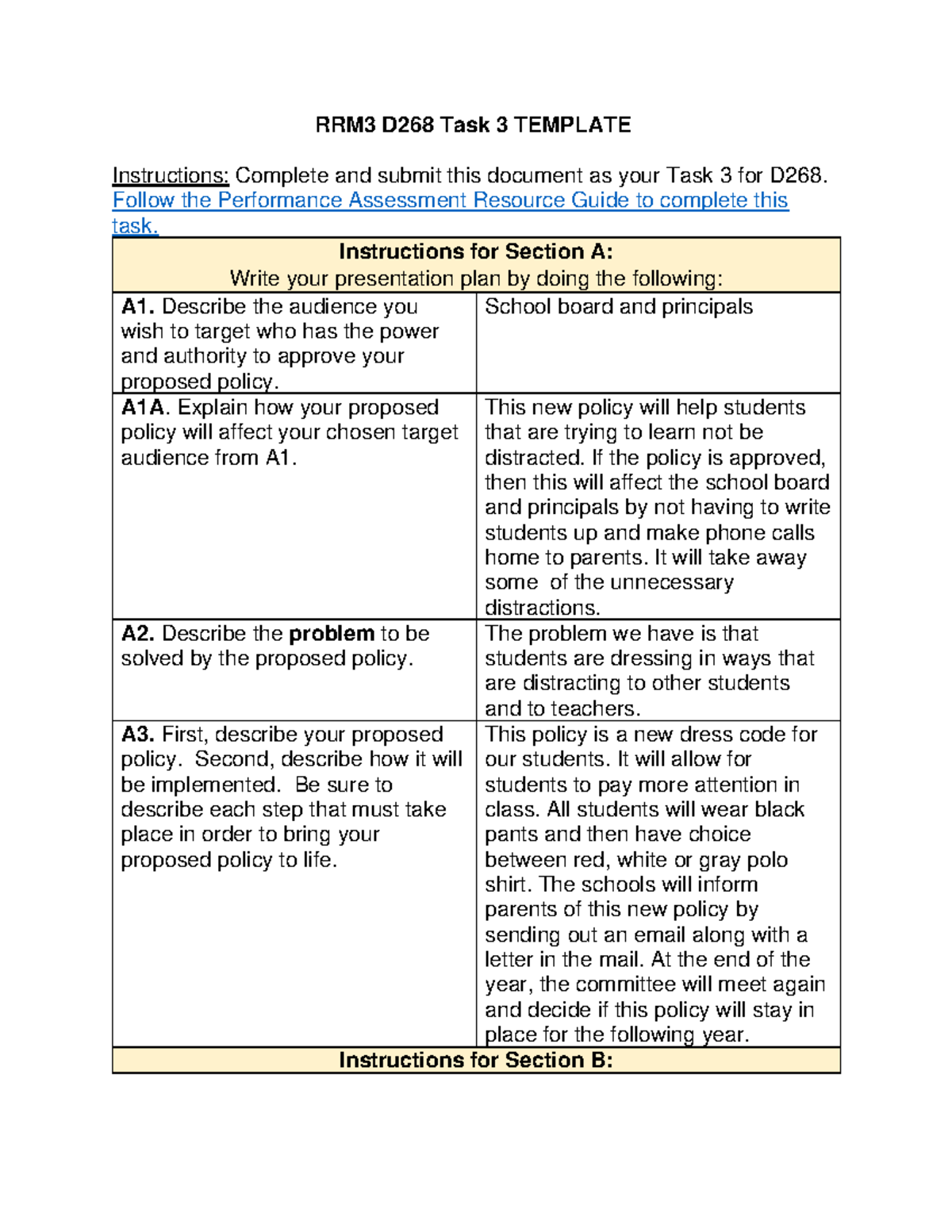 RRM3 D268 Task 3 part one - RRM3 D268 Task 3 TEMPLATE Instructions ...