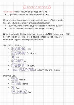 K101 Alphabet-Syllable HW fill-in - KOR 101 - K101 Korean Syllables ...