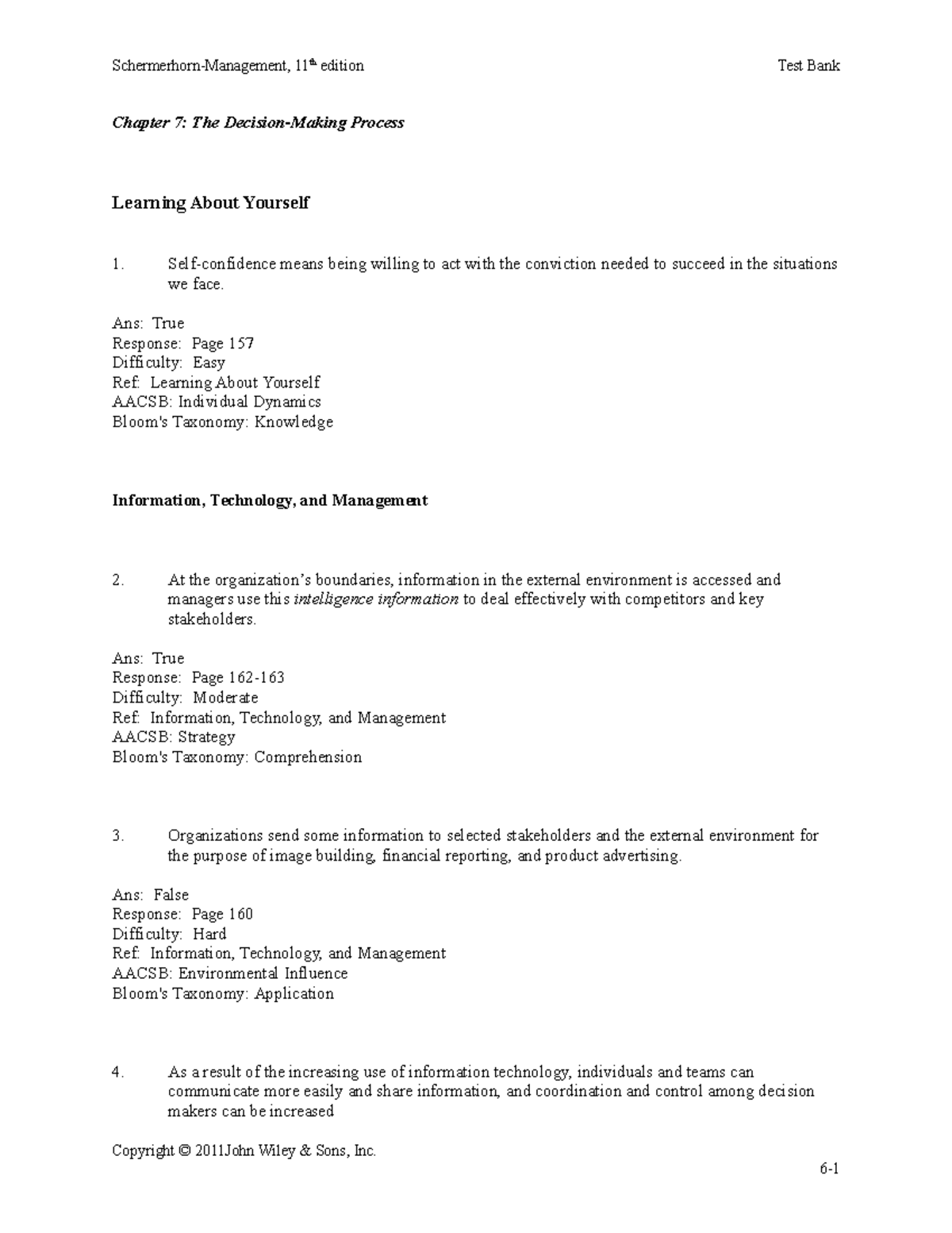 CHAP 7 - Practice - Chapter 7: The Decision-Making Process Learning ...