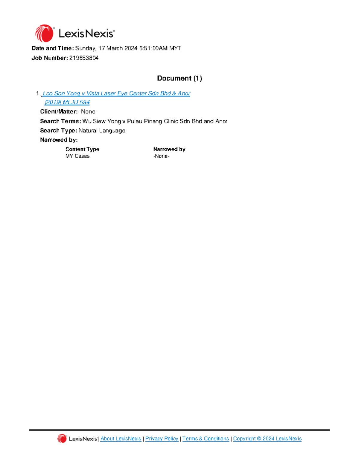 Loo Son Yong v Vista Laser Eye Center Sdn Bhd & Anor - | About ...