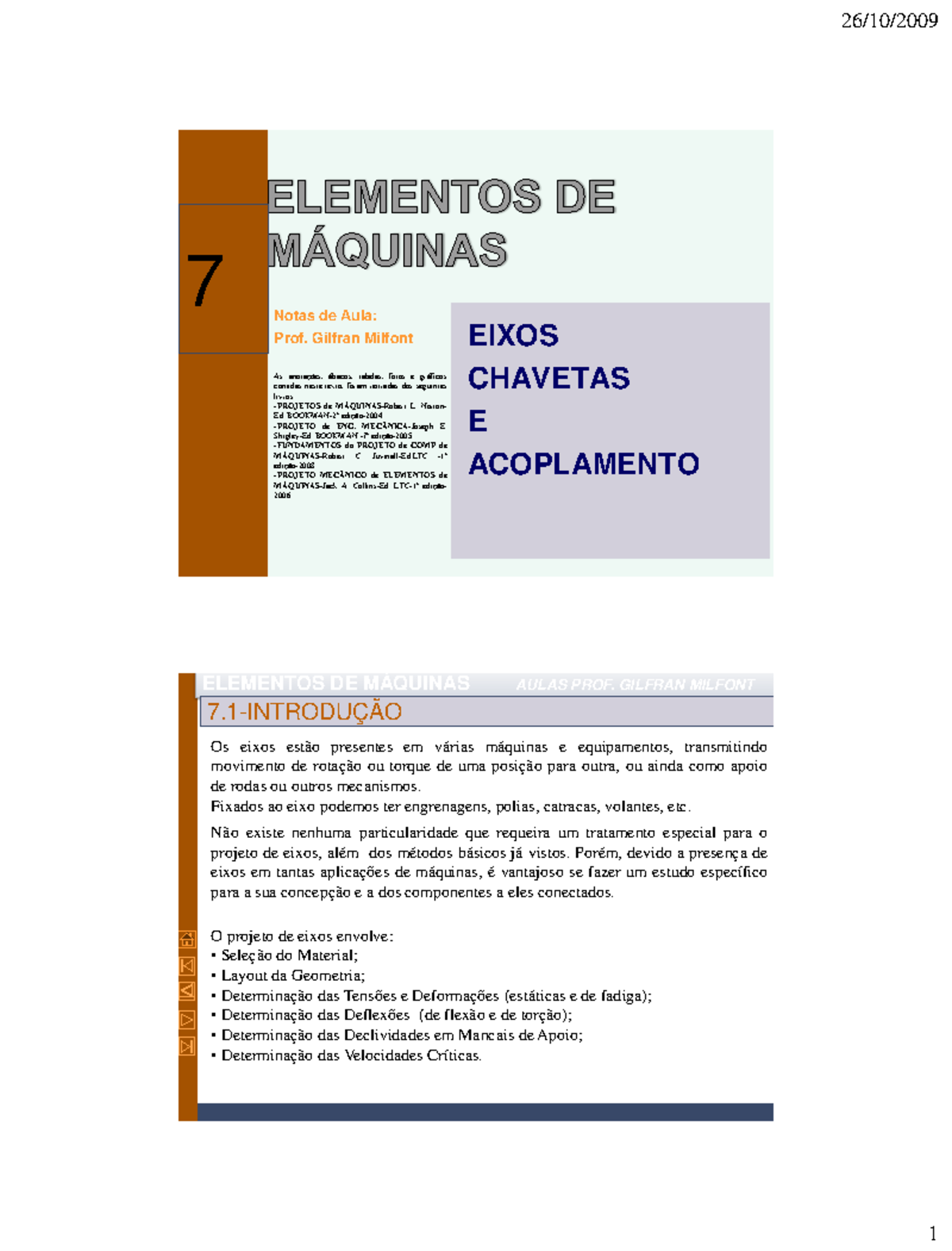 7 Eixos, Chavetas E Acoplamentos - Notas de Aula: Prof. Gilfran Milfont ...