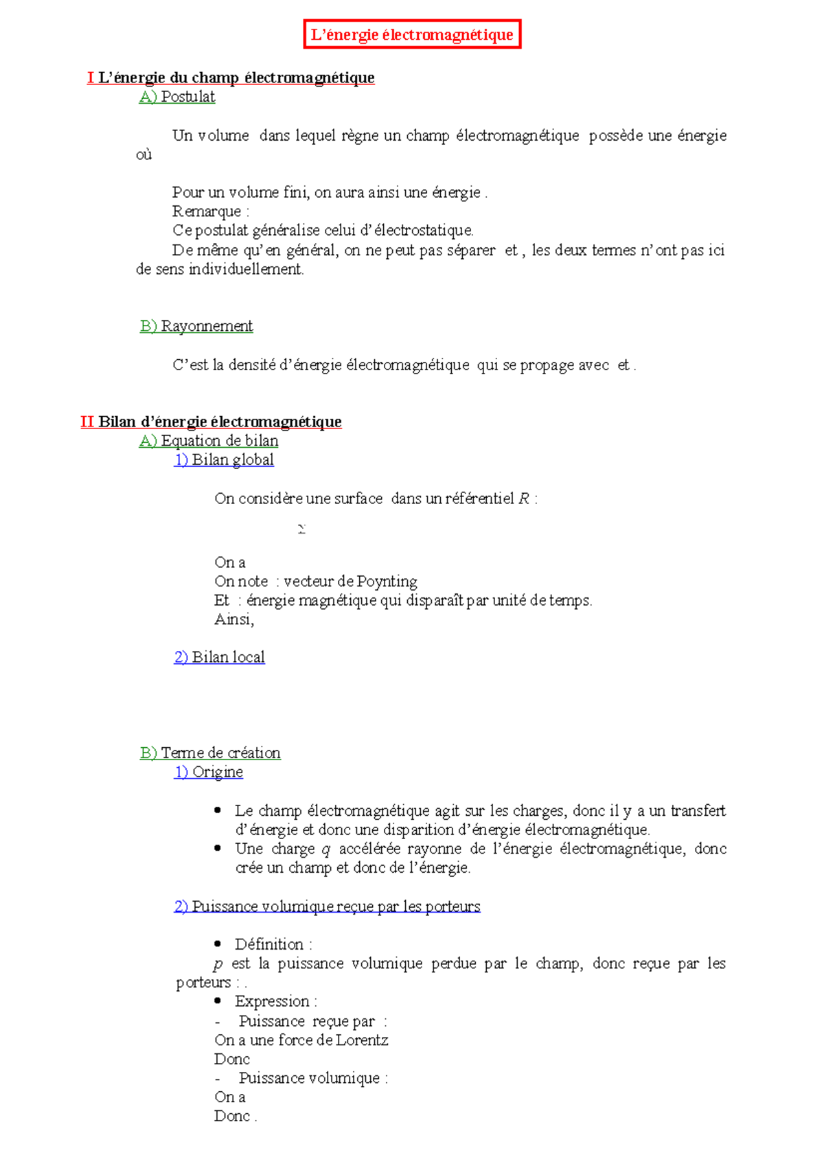 Energie electromagnetique - I L’énergie du champ électromagnétique A ...