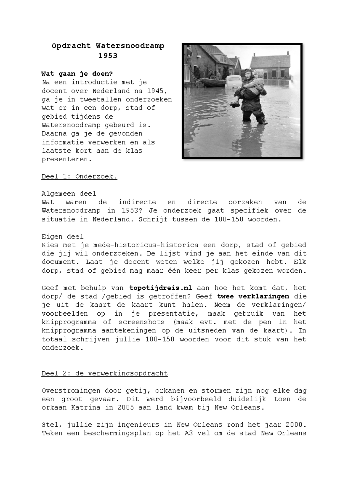 Opdracht Watersnoodramp 1953 - leerlingen - Opdracht Watersnoodramp ...