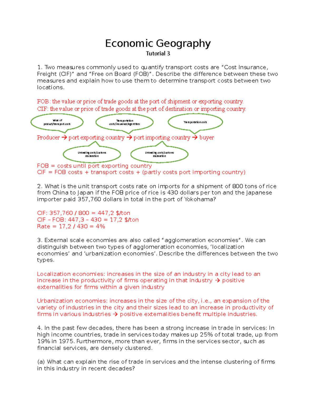 Tutorial 3 FDI - Economic Geography Tutorial 3 Two measures commonly used to quantify transport ...