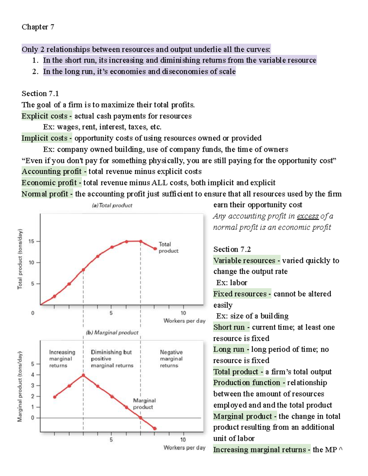 Econ Chapter 7 Notes - Chapter 7 Only 2 relationships between resources ...