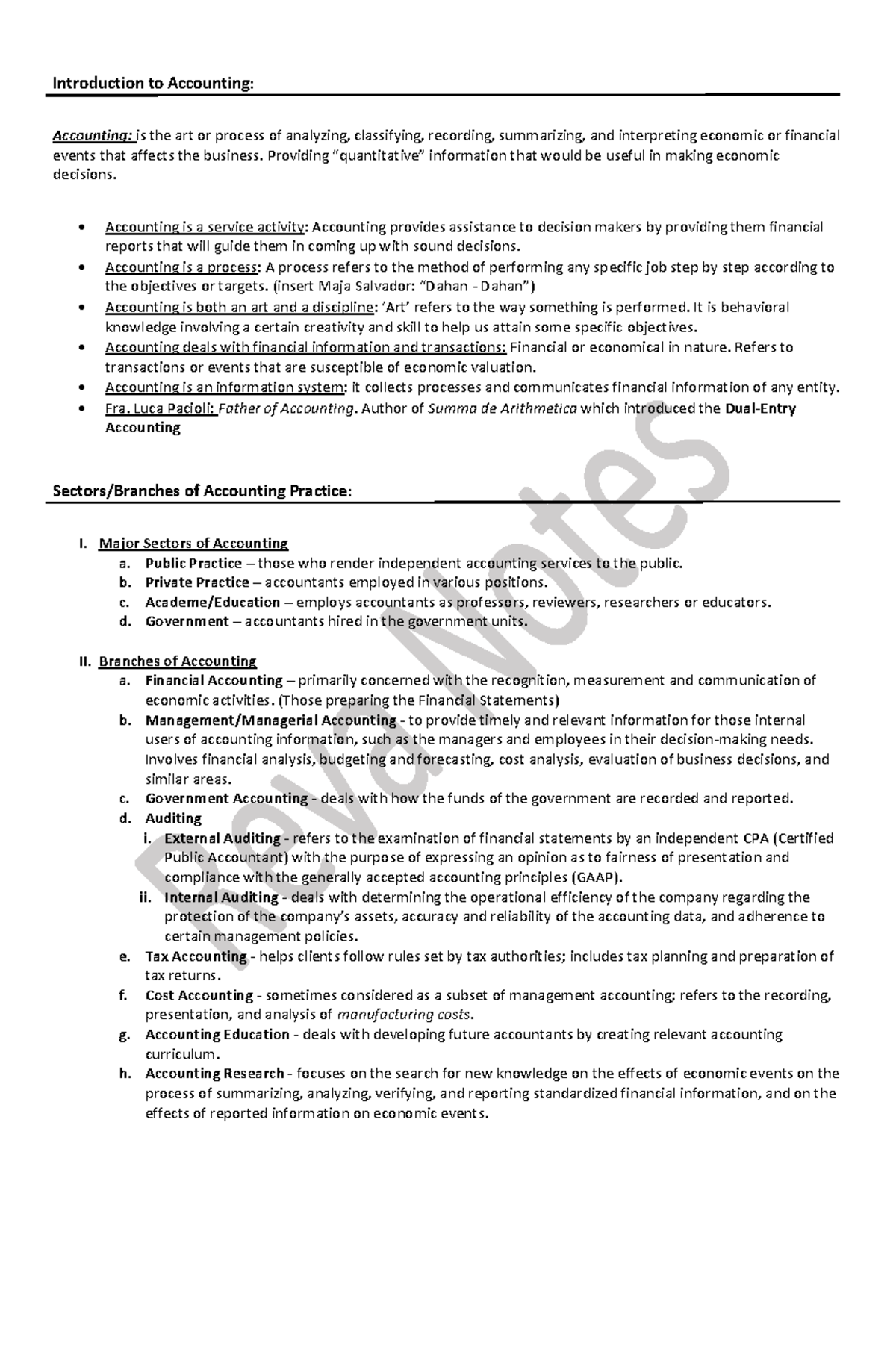 Reva Notes (Chapter 1-4) - Introduction to Accounting: Accounting: is ...