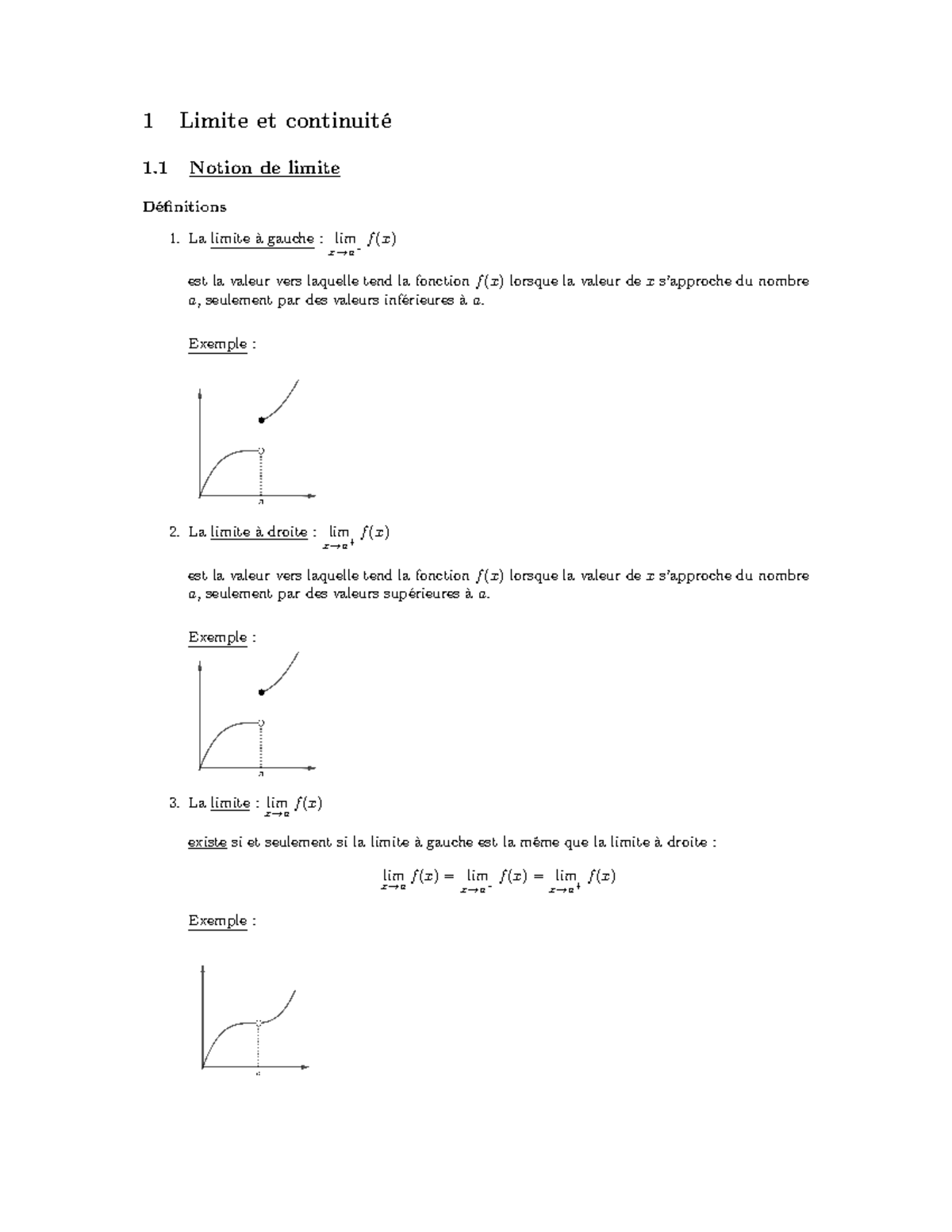 1 - Notes de cours - 1 Limite et continuité 1 Notion de limite ...