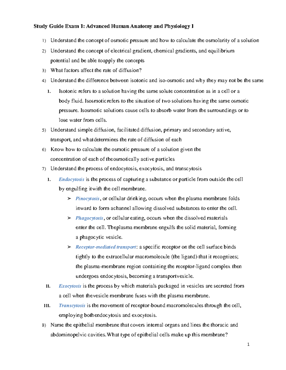 Study Guide Exam With Answers - Study Guide Exam 1: Advanced Human ...