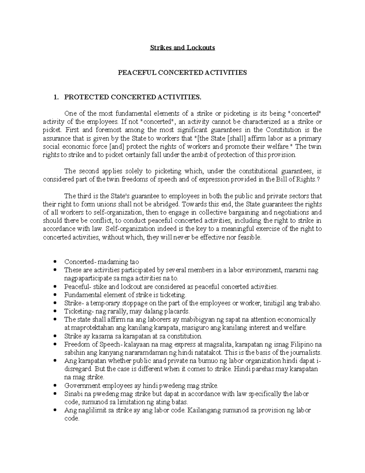 Strikes and Lockouts - Strikes and Lockouts PEACEFUL CONCERTED ...