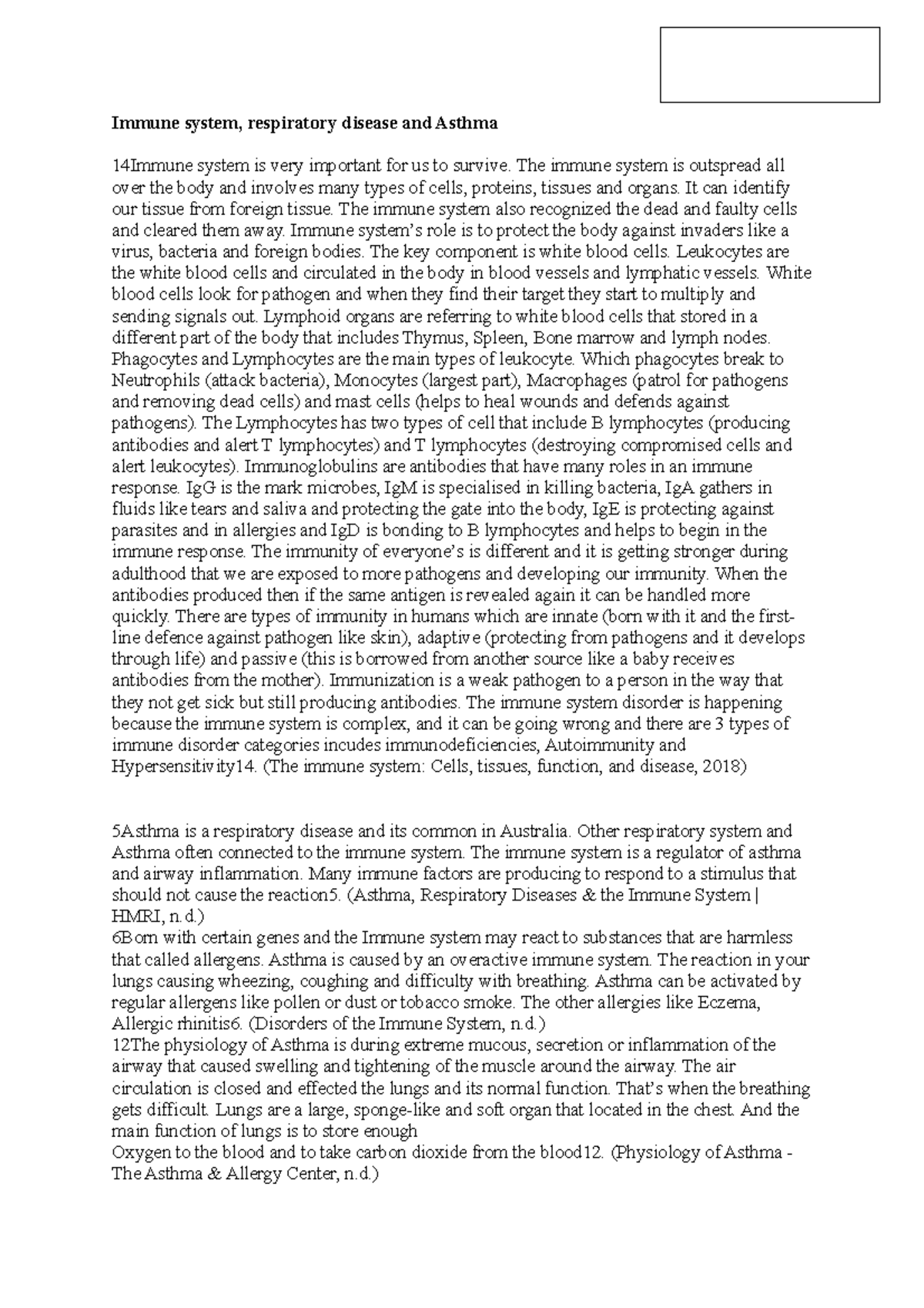 Immune system biology - it is a assignment - Immune system, respiratory ...