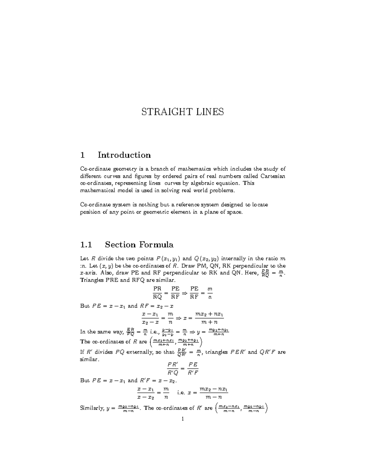 Striaght lines 2 - Maths Coordinate Geometry - STRAIGHT LINES 1 ...