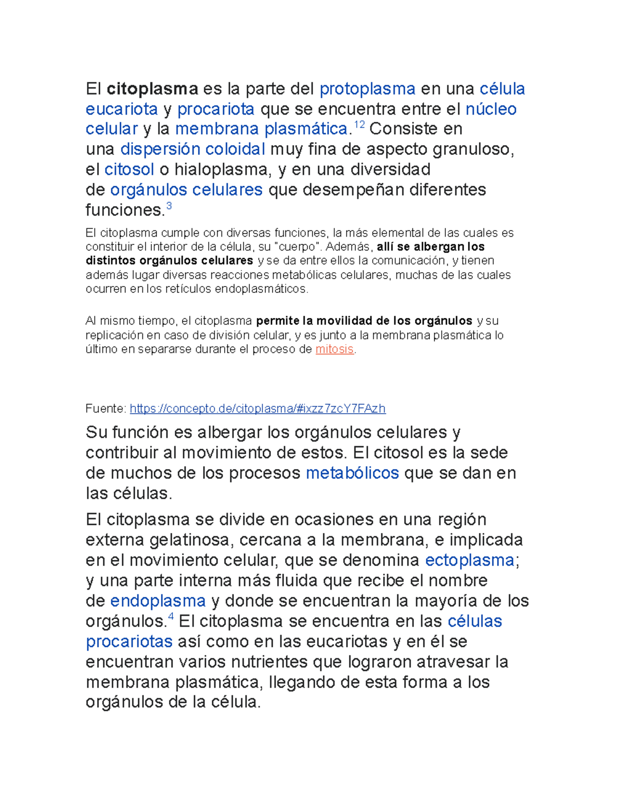 Citoplasma - El citoplasma es la parte del protoplasma en una célula ...