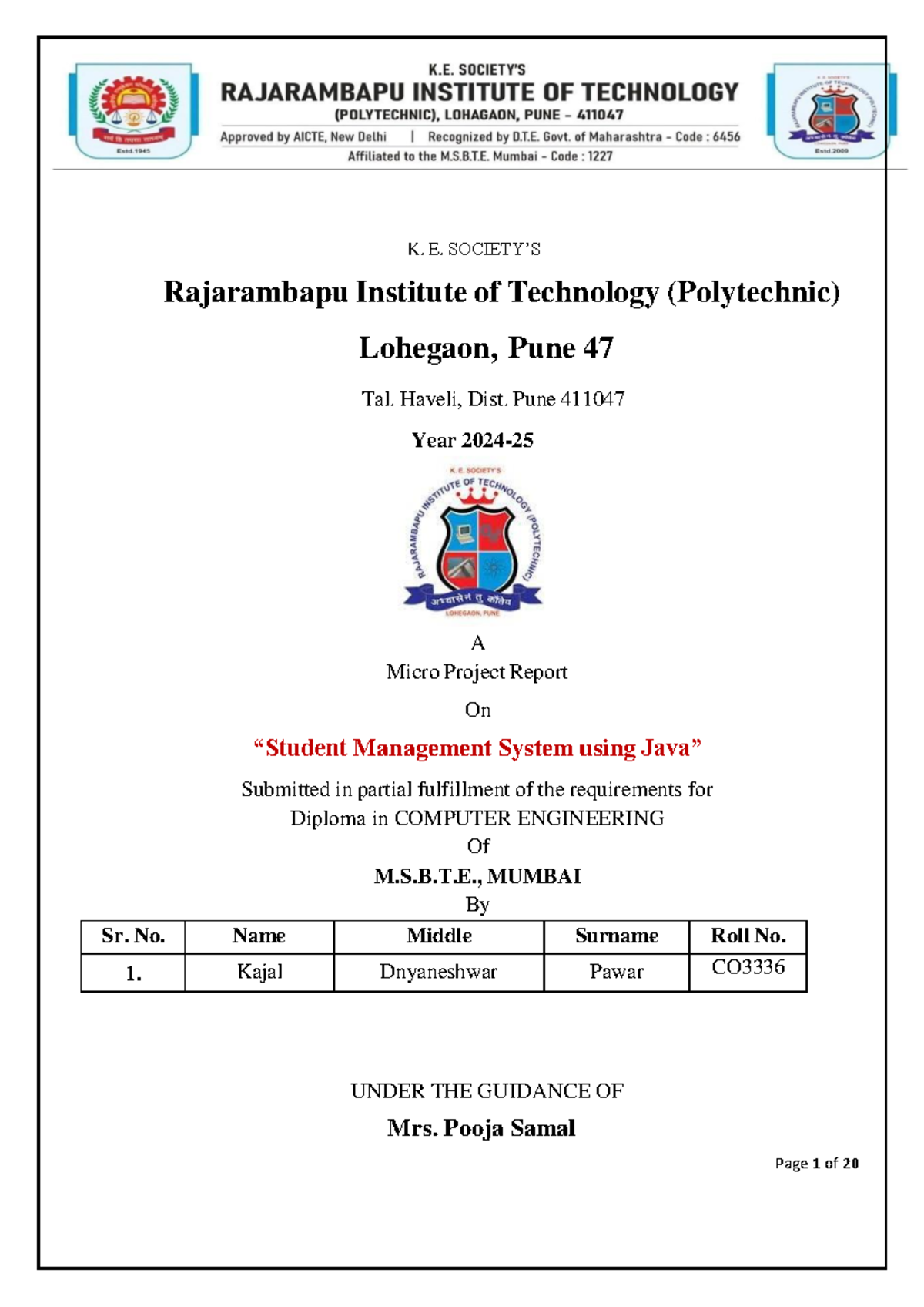 Ajp microproject final - K. E. SOCIETY’S Rajarambapu Institute of ...