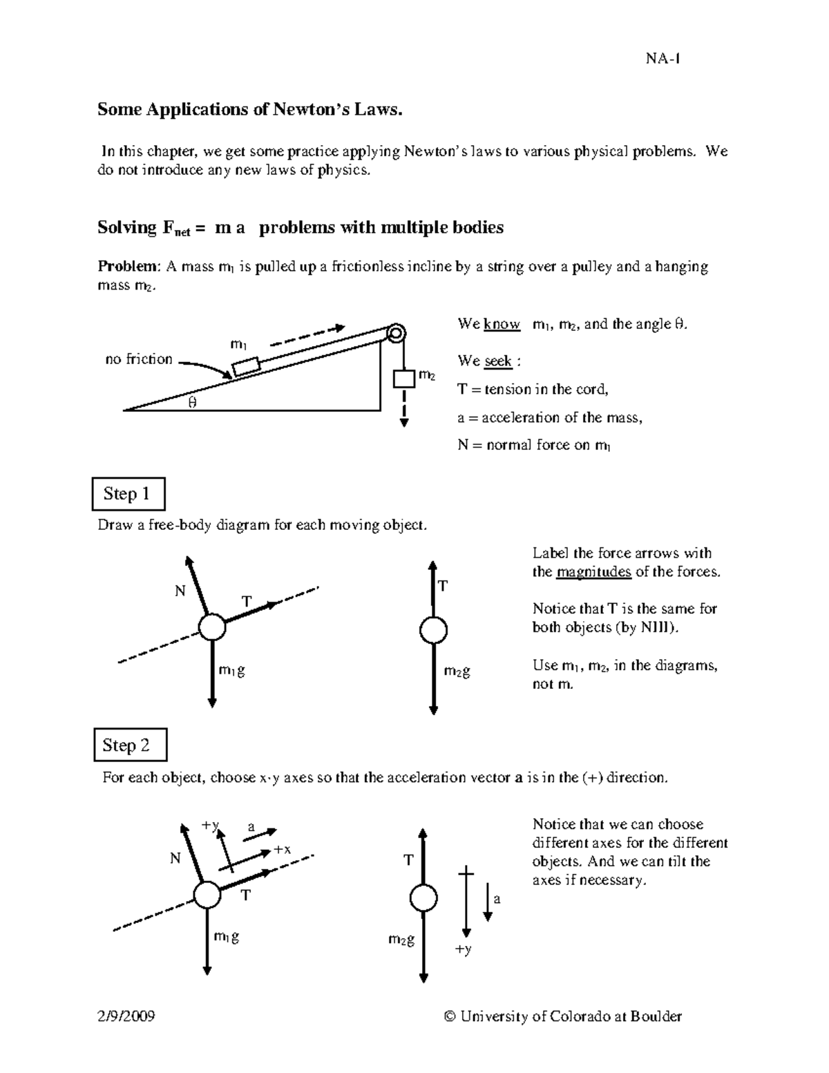 Newton Part 2 Notes - Some Applications of Newton’s Laws. In this ...