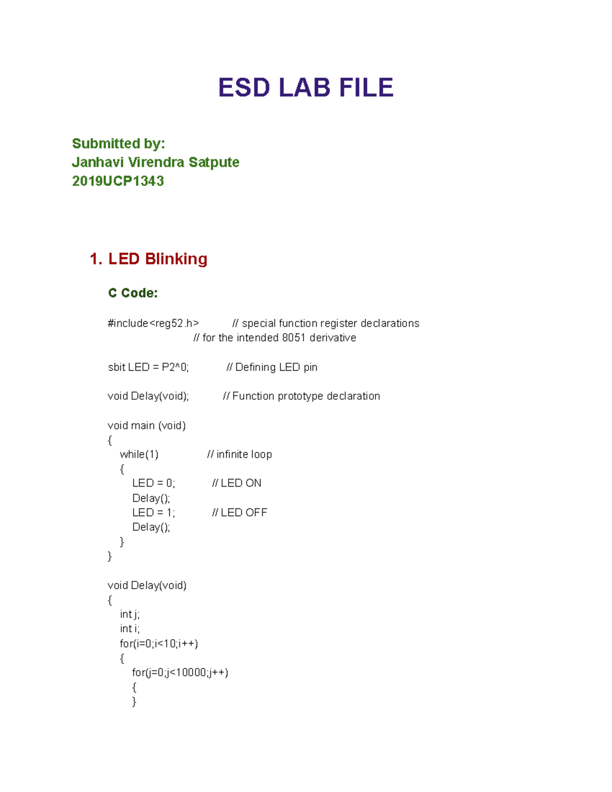 ESD LAB FILE-2019 UCP1343 - ESD LAB FILE Submitted by: Janhavi Virendra ...