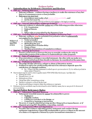 Evidence Notes - EVIDENCE LECTURE NOTES CLASS 1 NOTES 08/22/ EVIDENCE ...