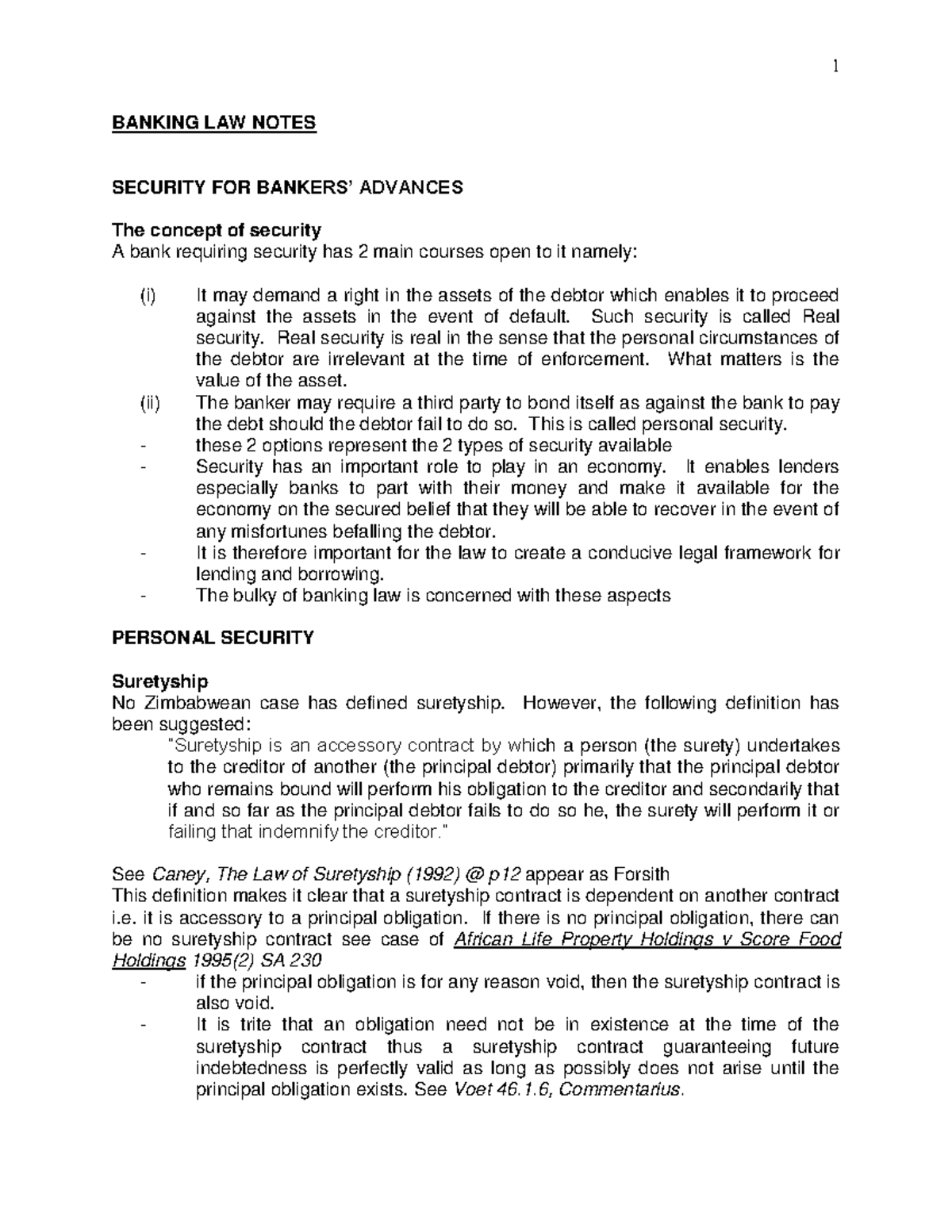 Banking Law Notes 2007 - BANKING LAW NOTES SECURITY FOR BANKERS ...