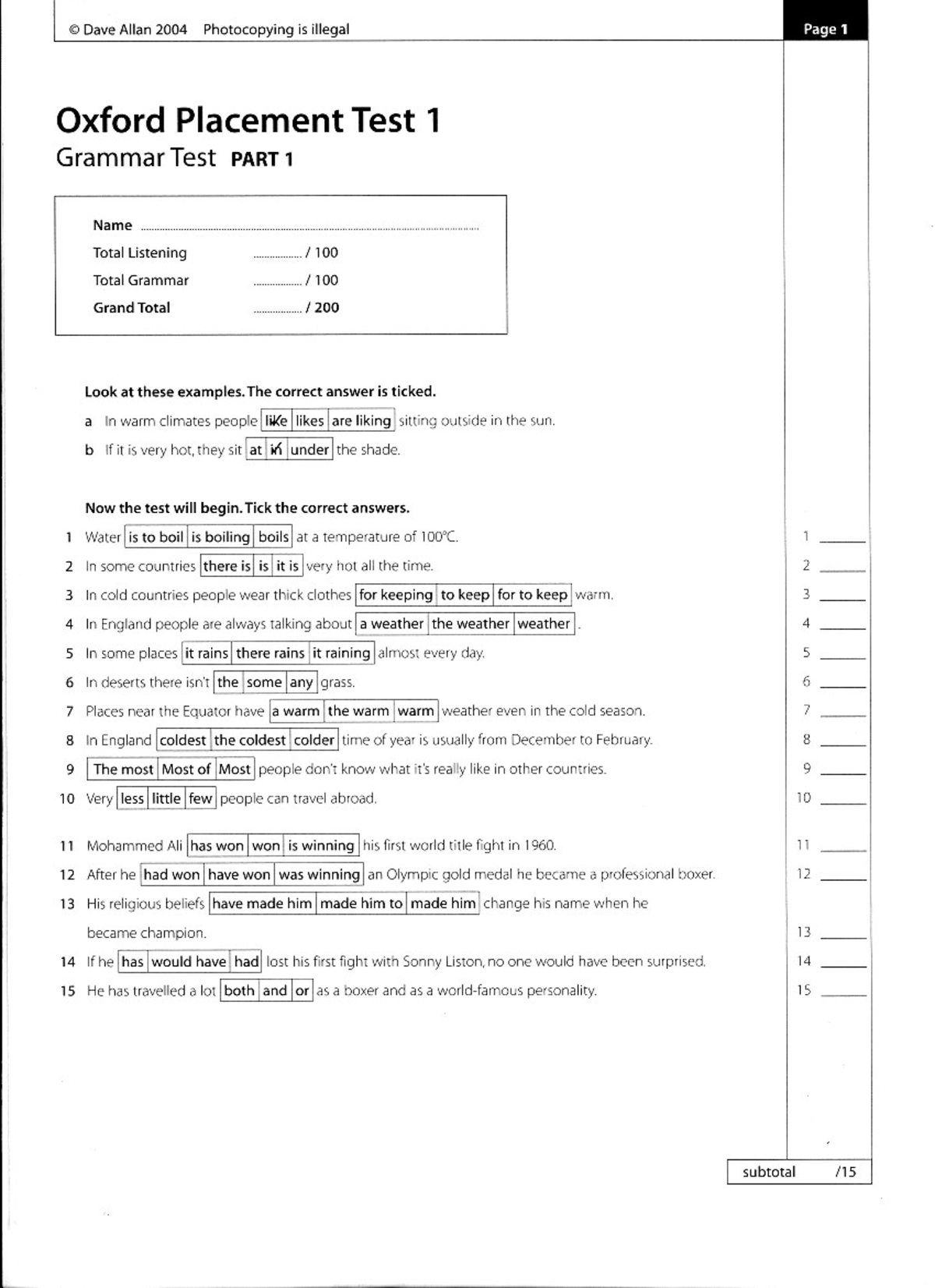Oxford Placement Test 1 English Language StuDocu