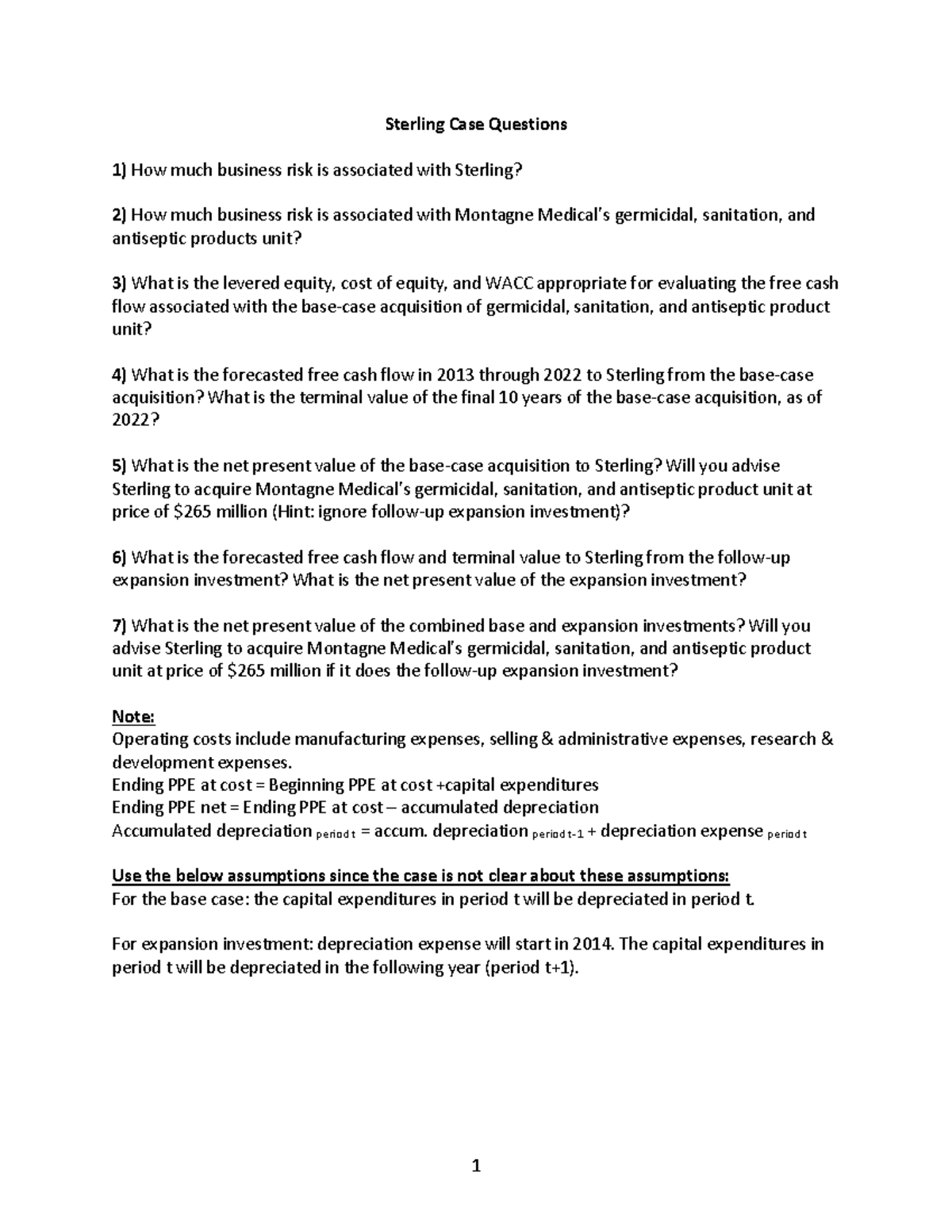 2-Sterling case questions-1 - 1 Sterling Case Questions How much ...