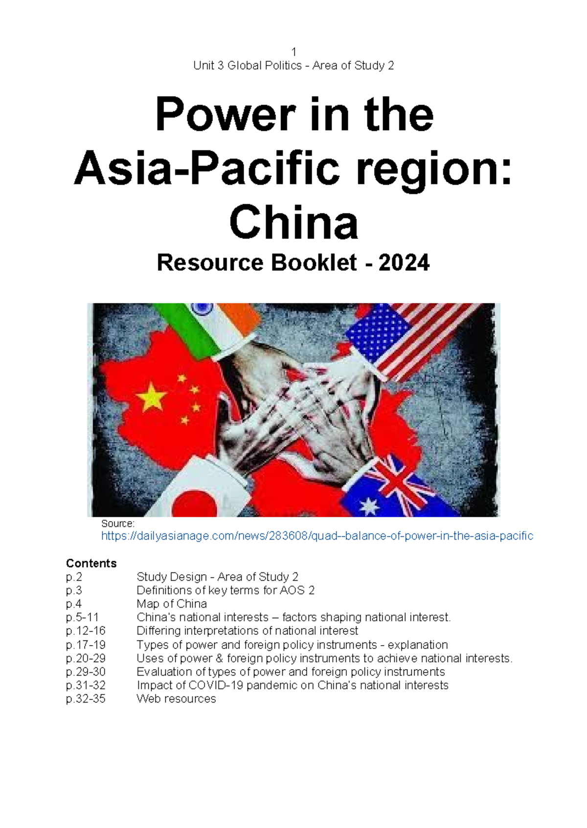 Power Asia-Pacific Resource book - Unit 3 Global Politics - Area of ...