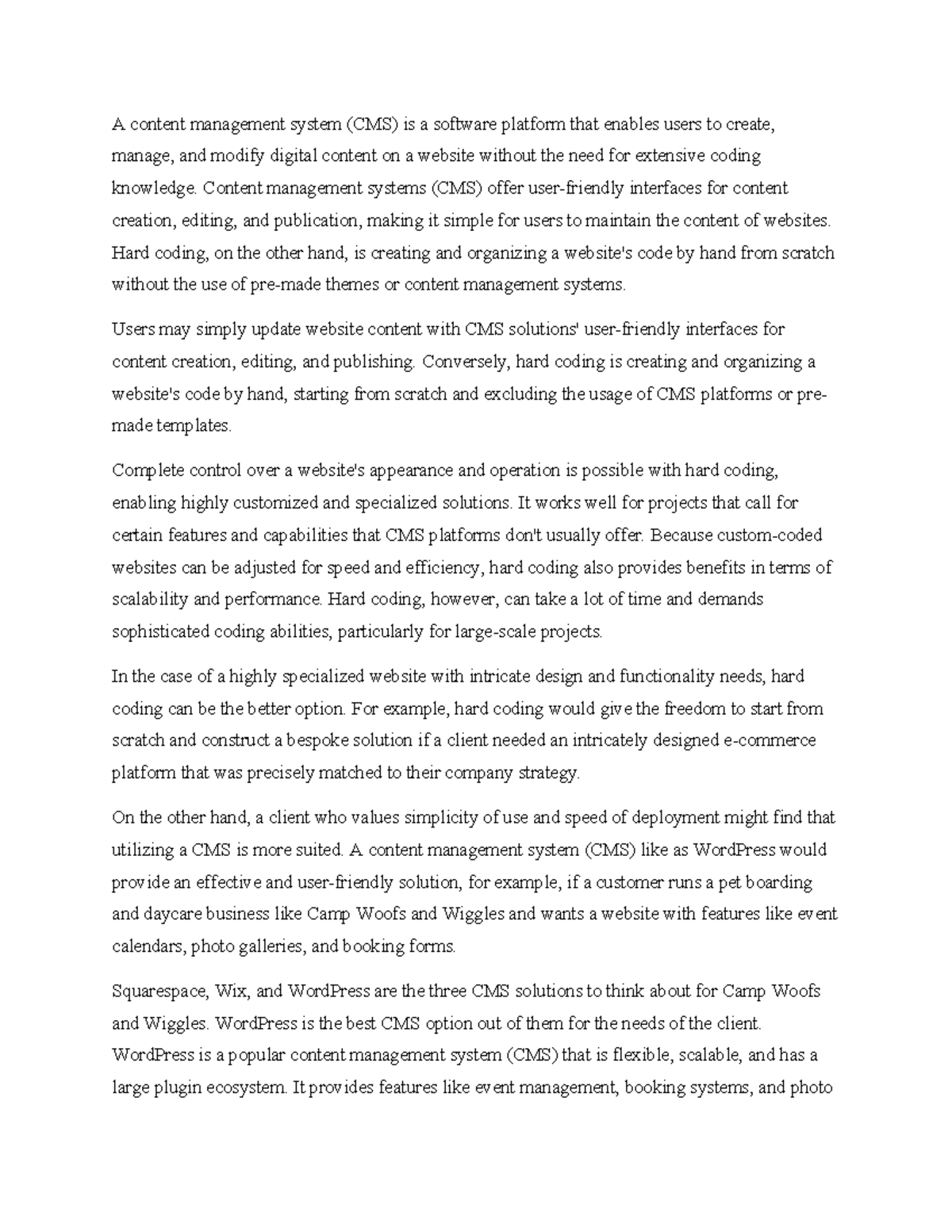 CMS and hard coding - This is graphic design assignment - A content ...