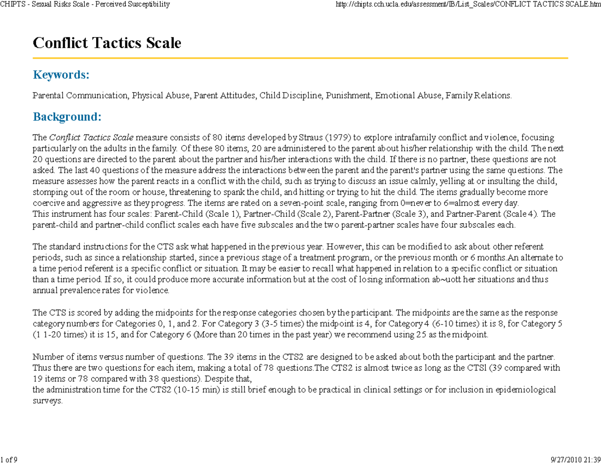 Conflict-Tactics-Scale - Corporate Law, psyxology - Studocu