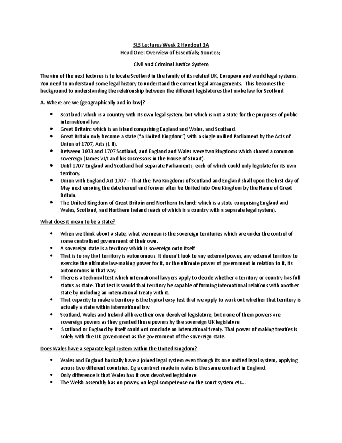 SLS Lectures Week 2 Handout 3A - You need to understand some legal ...
