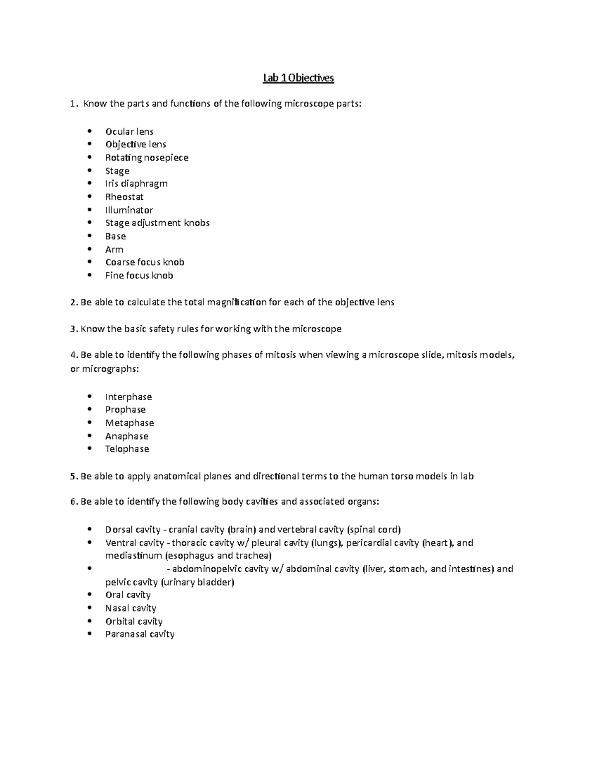 Lab 1 Objectives - Cypress college - Lab 1 Objectives 1. Know the parts ...