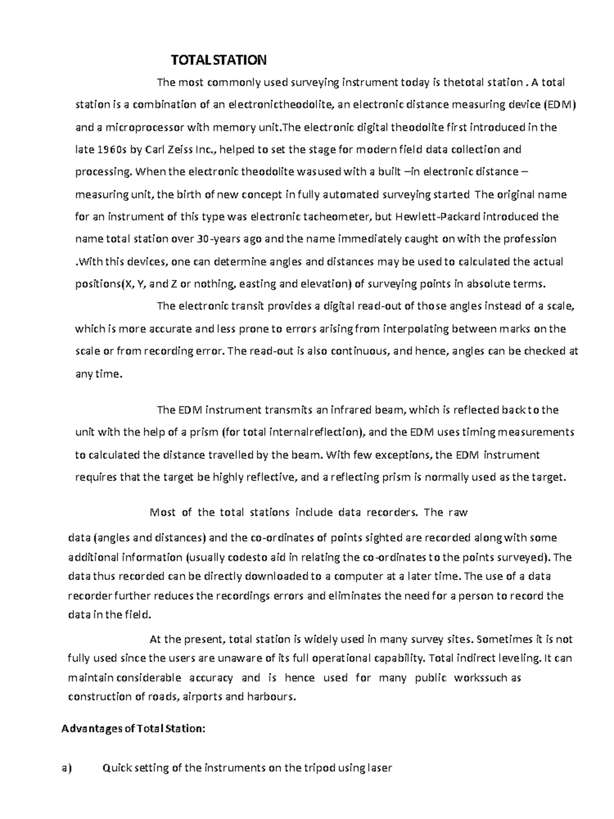 Total Station - TOTAL STATION The most commonly used surveying ...