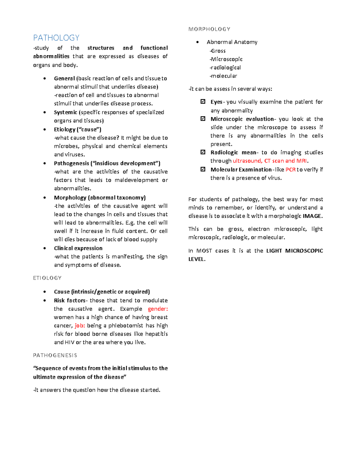 Pathology - PATHOLOGY -study of the structures and functional ...