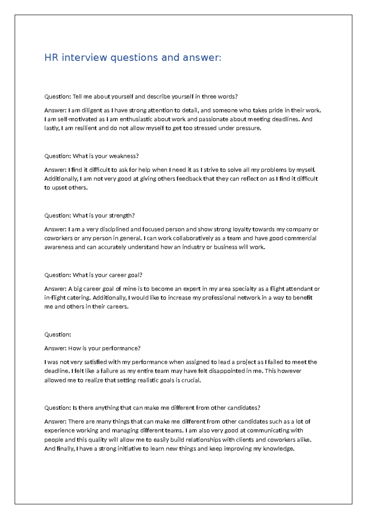 HR interview questions and answer - HR interview questions and answer ...