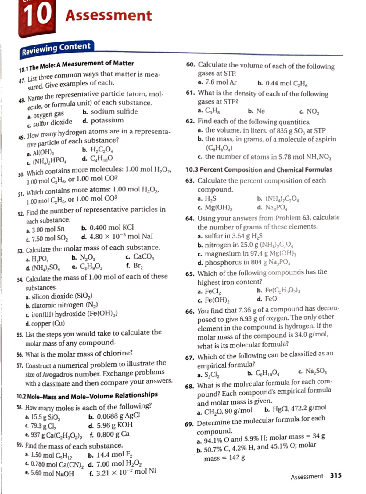 Mol Questions 2 - Chem Hw - CHE 1A - Studocu
