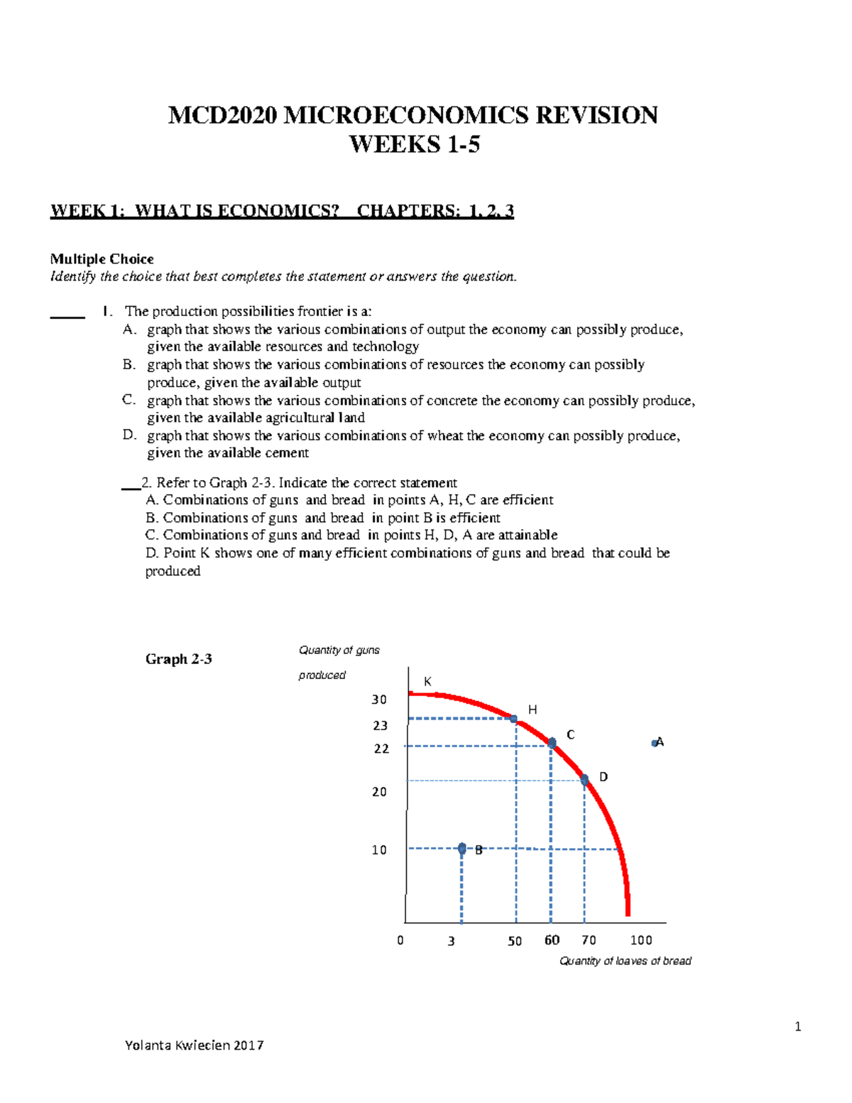 MCD2020 Mid-Trimester Practice Questions (8).pdf - 1 MCD2020 MICROECONOMICS REVISION WEEKS 1 ...