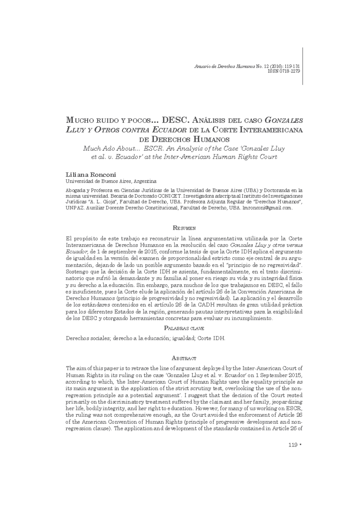 Mucho ruido y pocos… DESC. Análisis del caso Gonzáles Lluy y otros contra Ecuador de la Corte ...
