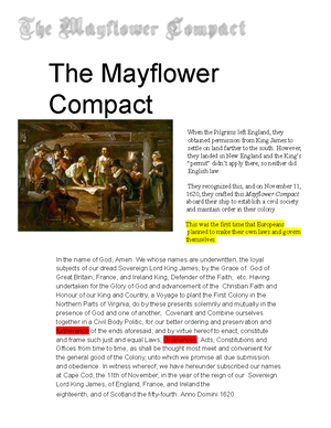 Copy of Mayflower Compact - The Mayflower Compact When the Pilgrims ...