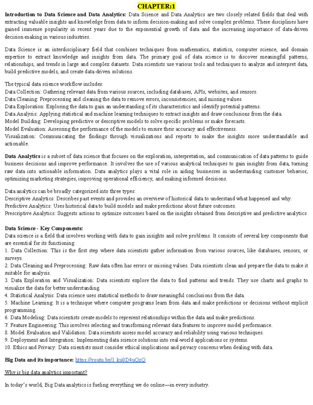 Complete DSA - CHAPTER: Introduction to Data Science and Data Analytics ...