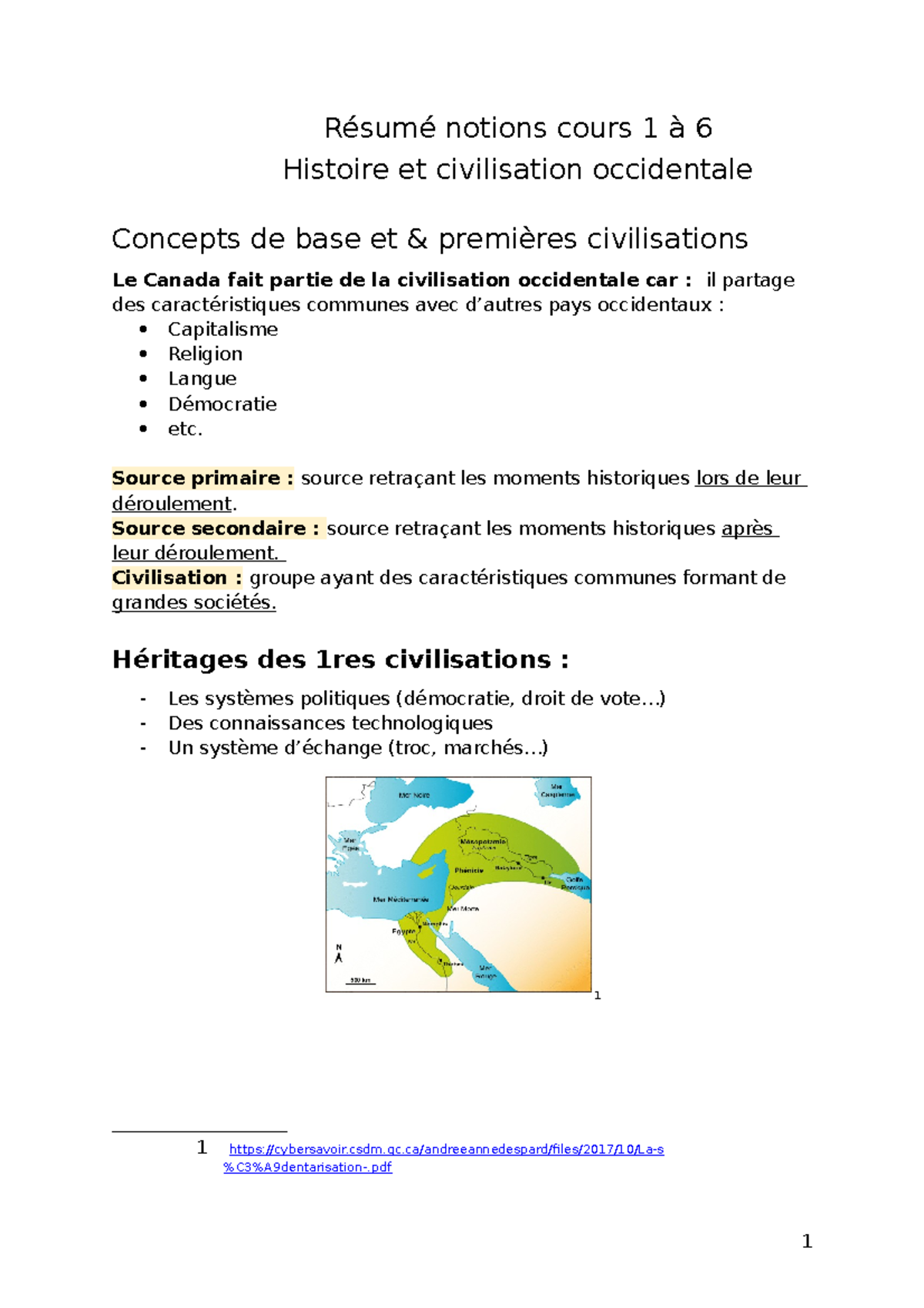 Initiation à l'histoire de la civilisation occidentale (notes ...