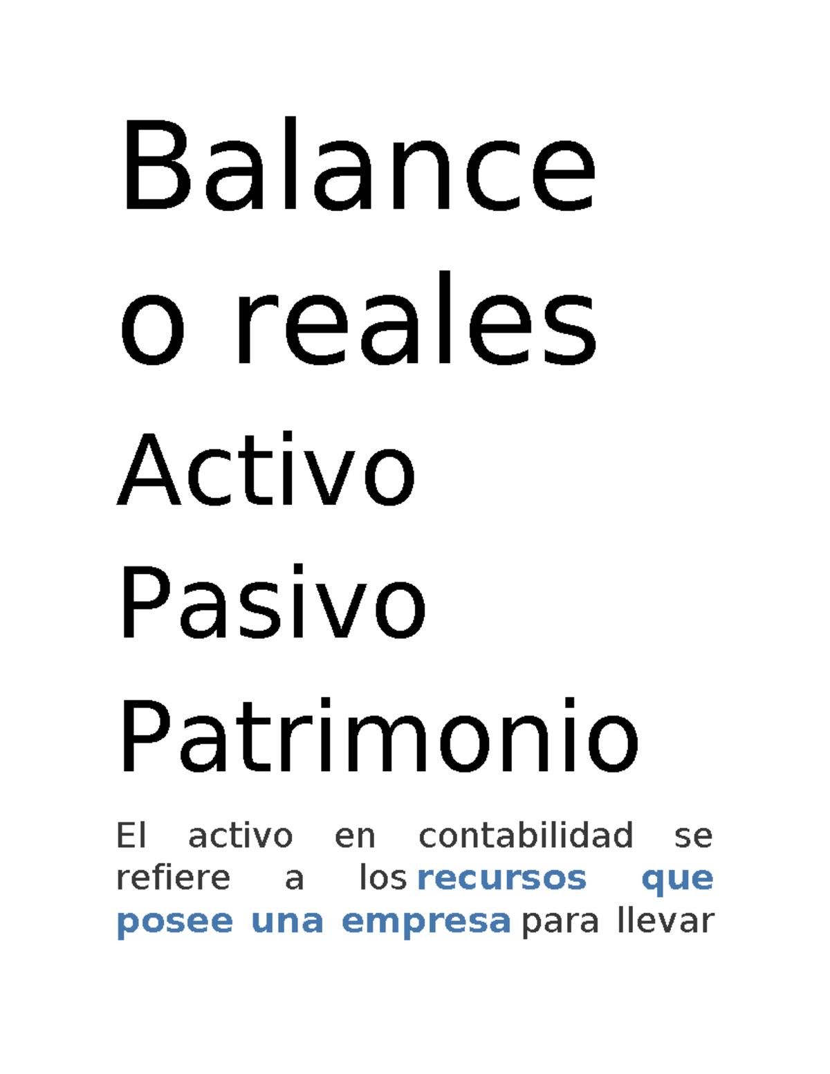 Balance o reales - jejeje - Balance o reales Activo Pasivo Patrimonio ...