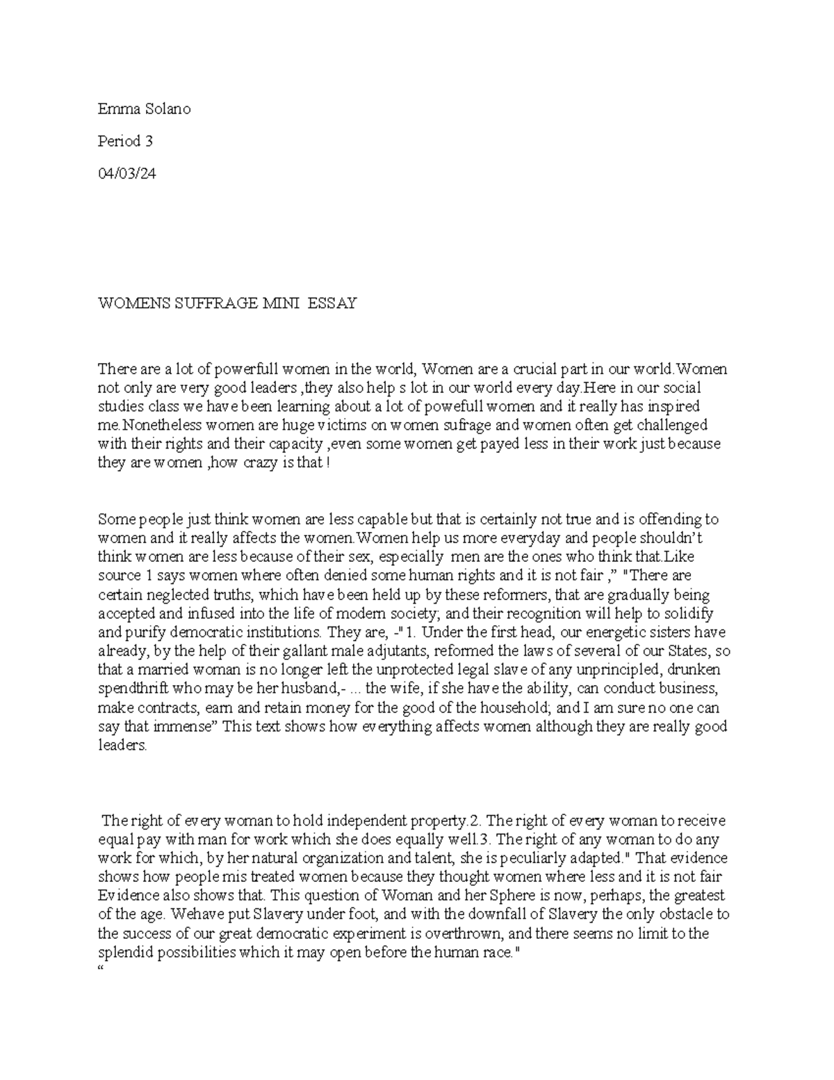 Document - 3sdrftgy - Emma Solano Period 3 04/03/ WOMENS SUFFRAGE MINI ...