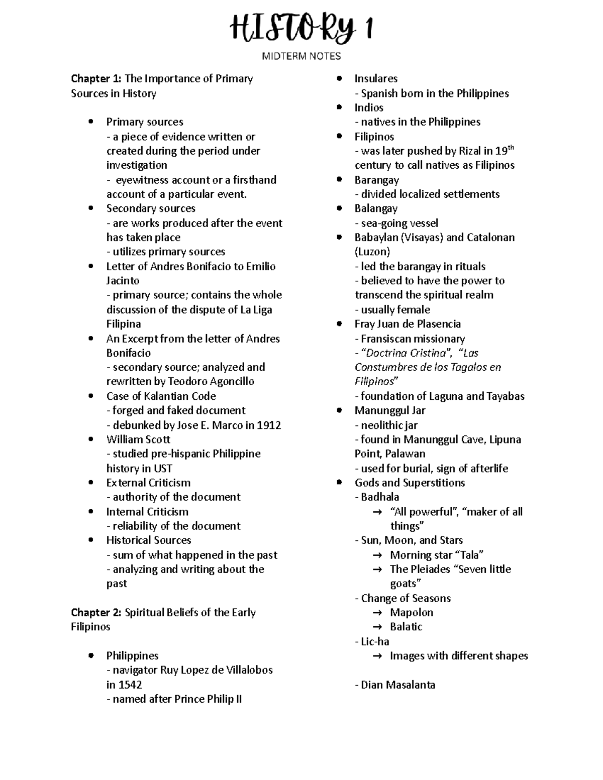 HIST 1 CCD - Midterms Reviewer - Chapter 1: The Importance of Primary ...