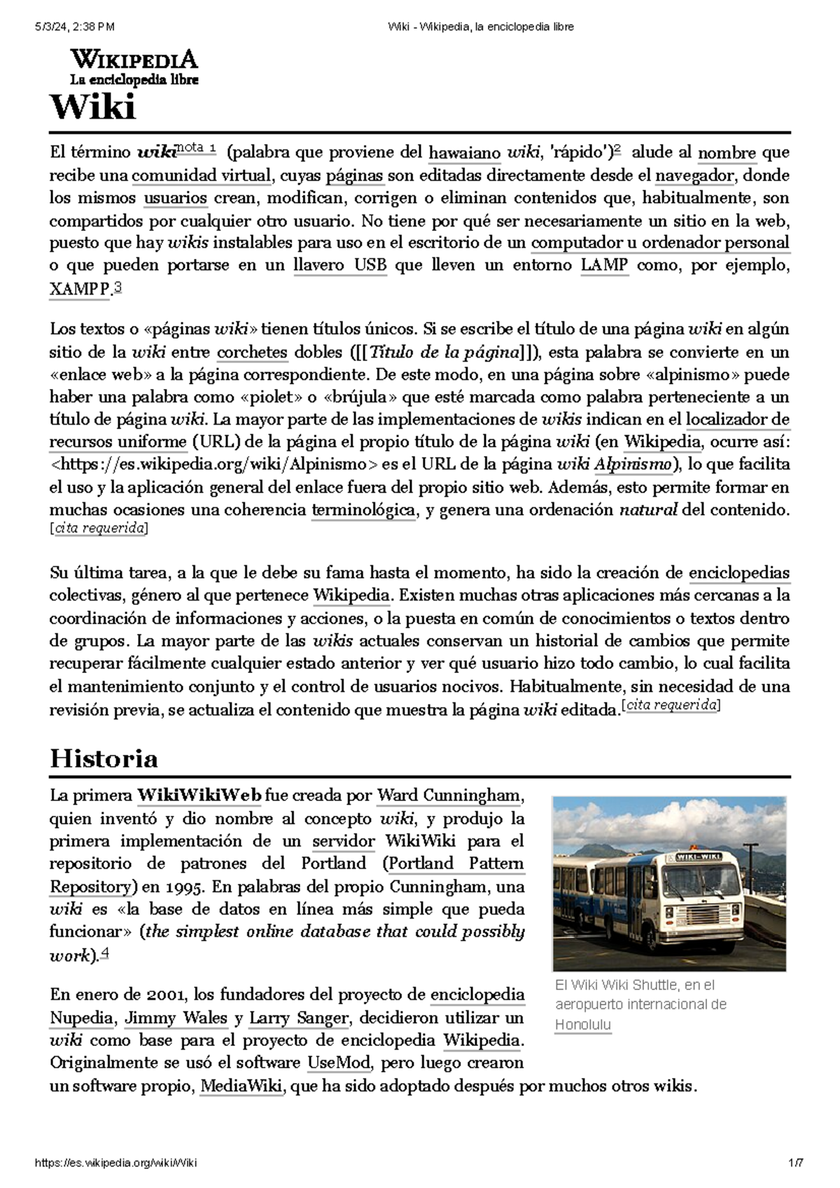 Wiki - Wikipedia, la enciclopedia libre - El Wiki Wiki Shuttle, en el ...