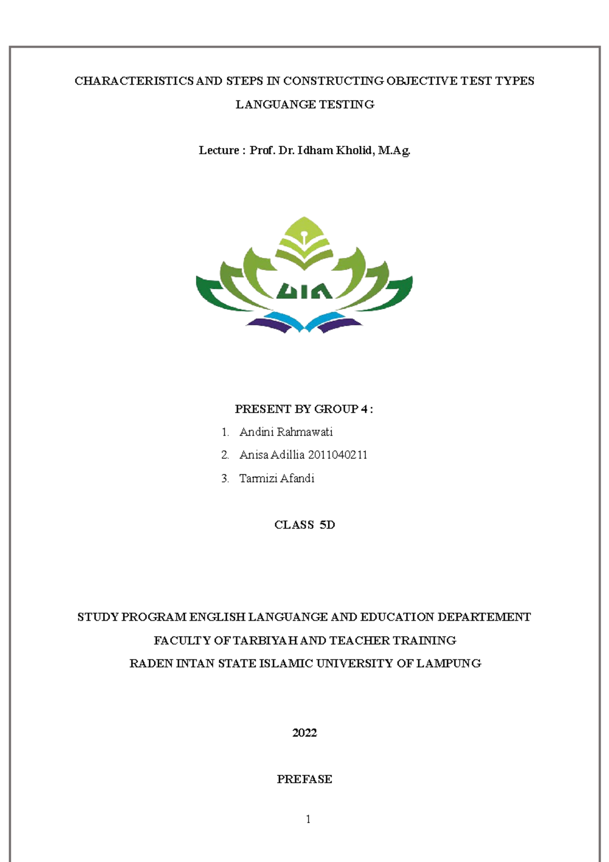 Characteristics AND Steps IN Constructing Objective - CHARACTERISTICS ...