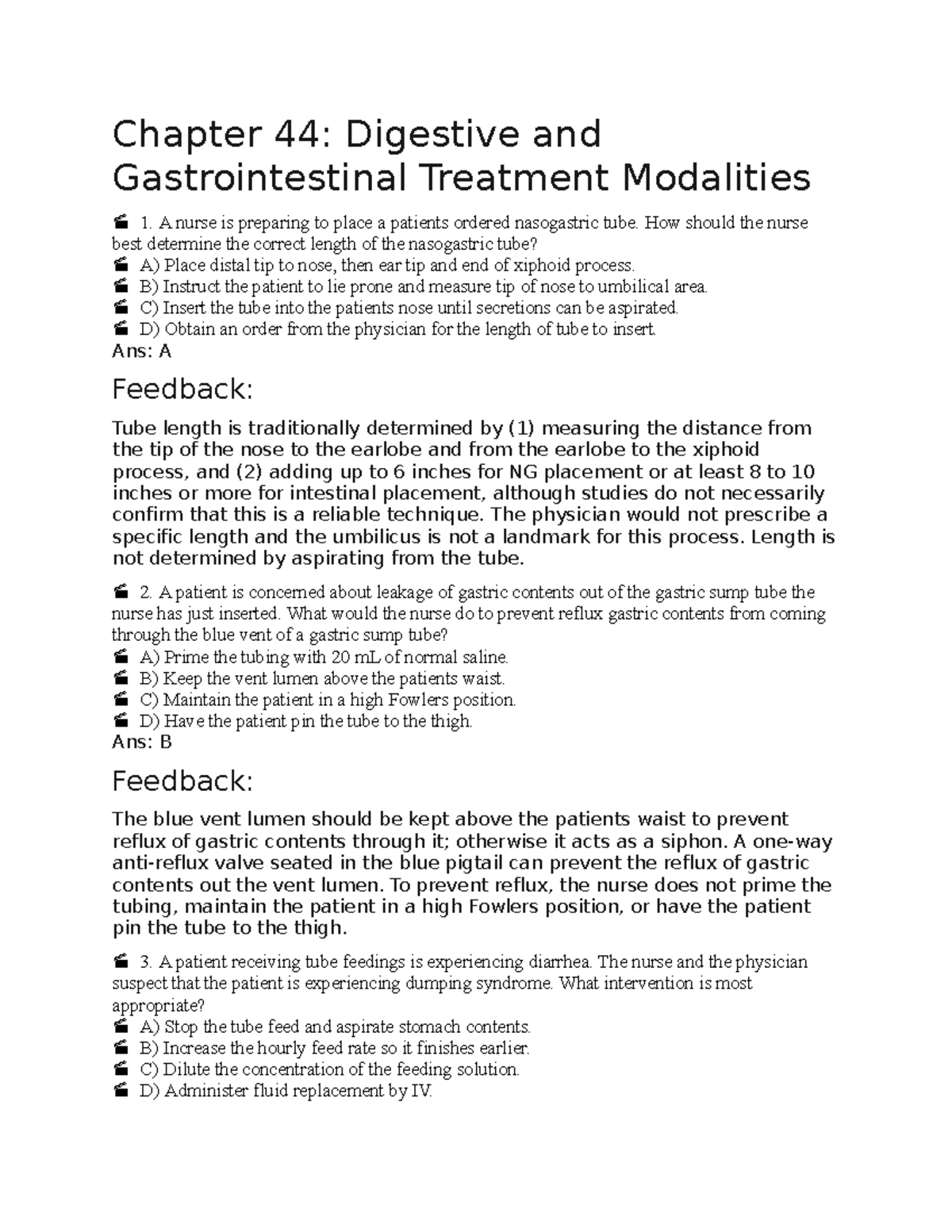 Chapter 44 GI questions - Chapter 44: Digestive and Gastrointestinal ...