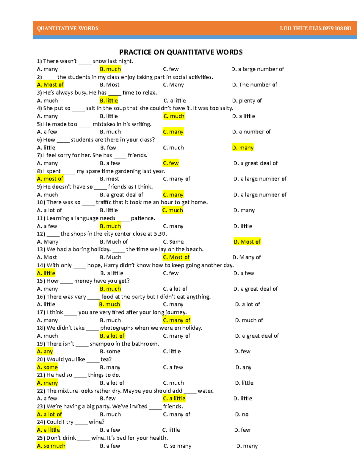 Quantitative-words - BỘ ĐỀ IELTS Speaking MỚI 2020-2021 Give it to ...