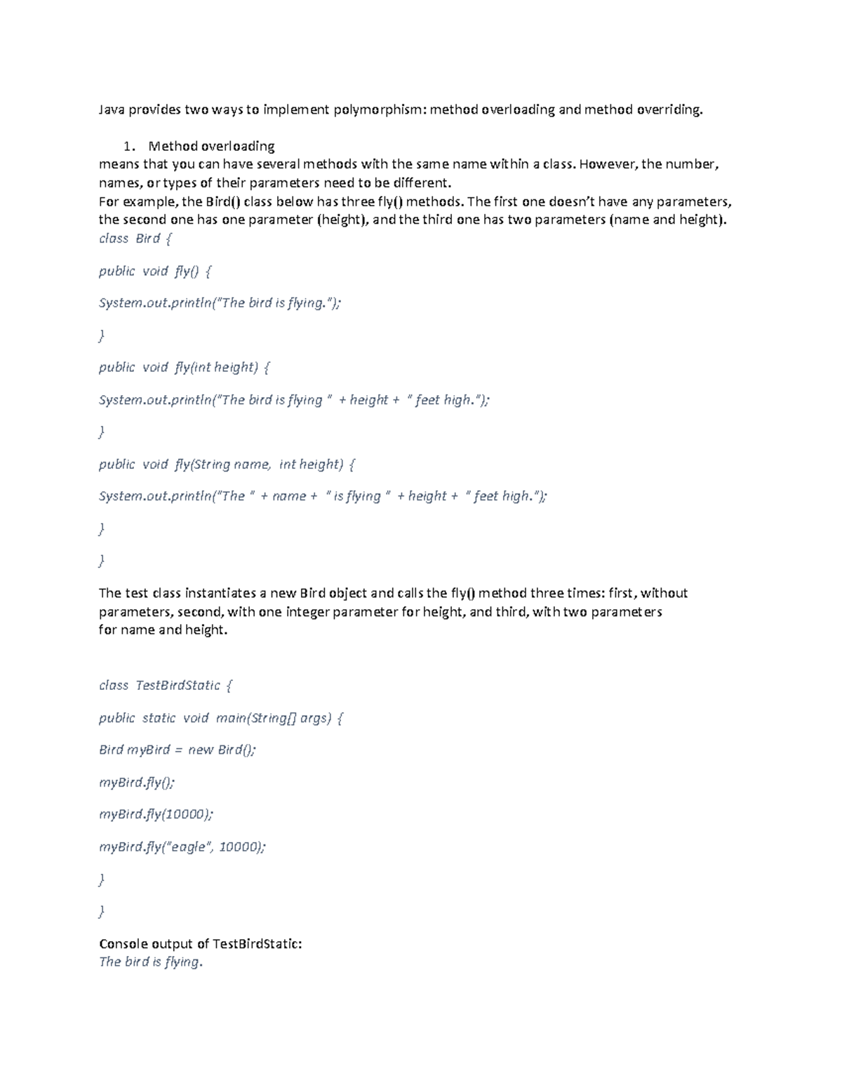 Java Polymorphism By Method Overloading Information Technology Kcau