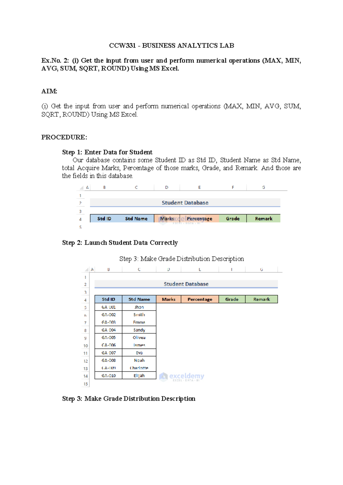 BA LAB Ex.No.2 (i) Procedure - CCW331 - BUSINESS ANALYTICS LAB Ex. 2 ...