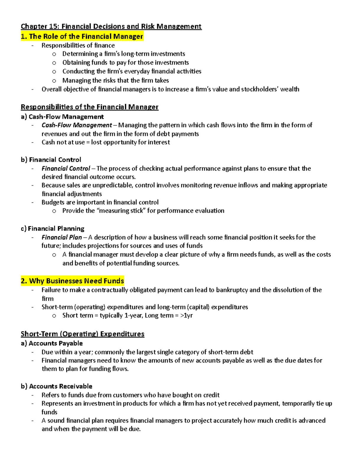 Chapter 15 - Textbook - Chapter 15: Financial Decisions and Risk ...