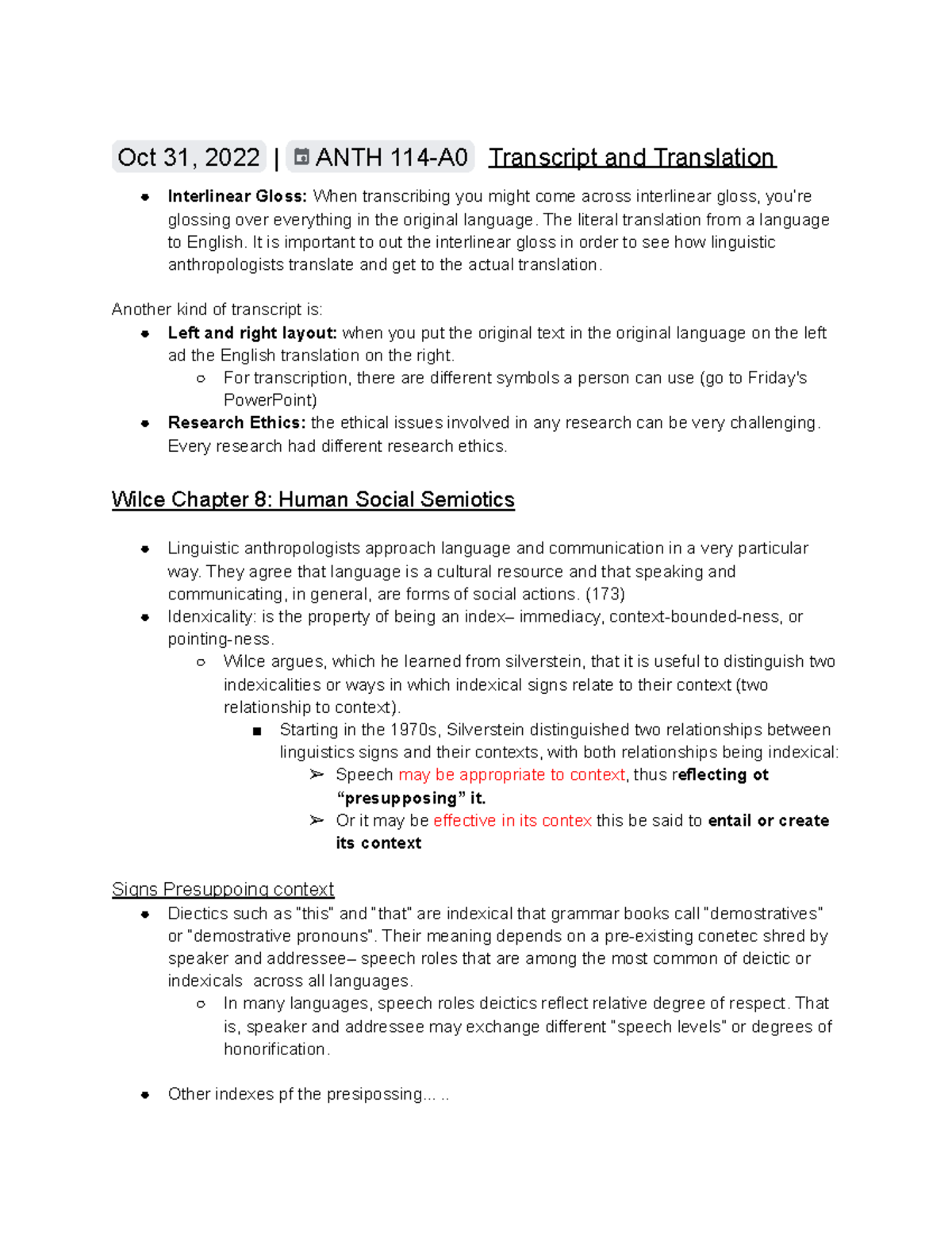 Notes - ANTH 114-A0 - Oct 31, 2022 | ANTH 114-A0 Transcript and ...