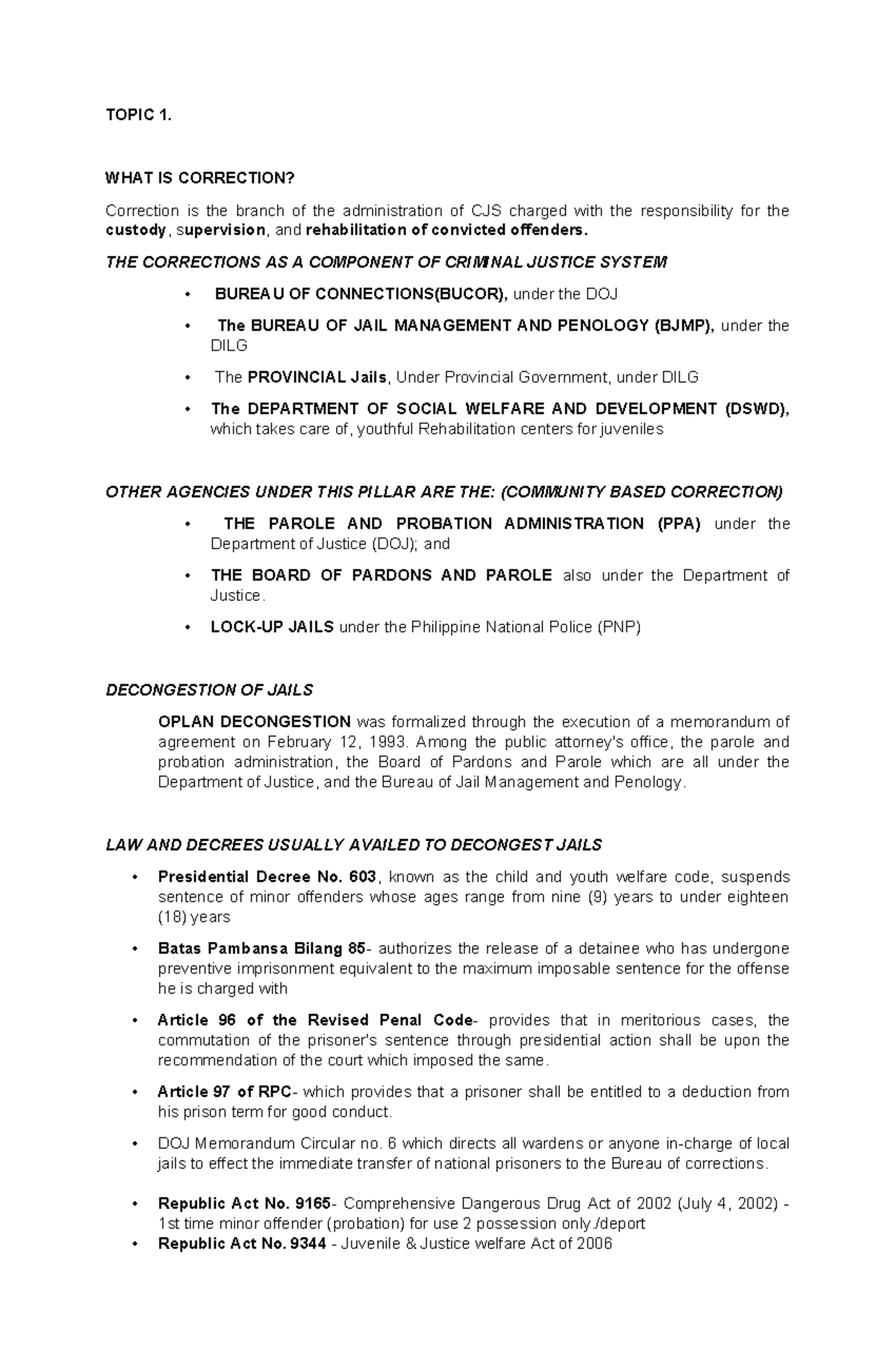 NON INSTITUTIONAL CORRECTION ( CORRECTIONAL ADMINISTRATION) LESSON ...